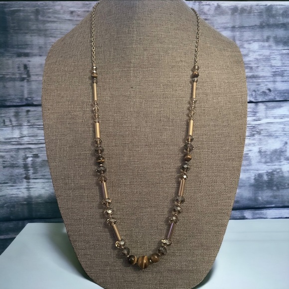 LOFT | Jewelry | Loft Long Mixed Bead Chain Necklace | Poshmark